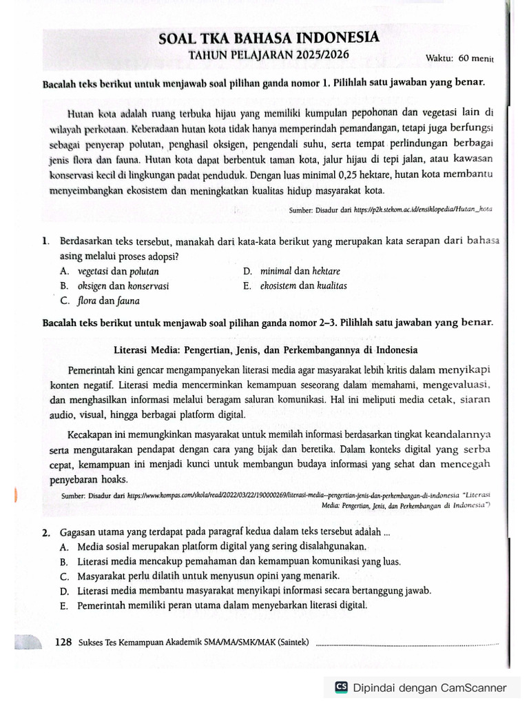 Contoh Tka Paket 2 | PDF