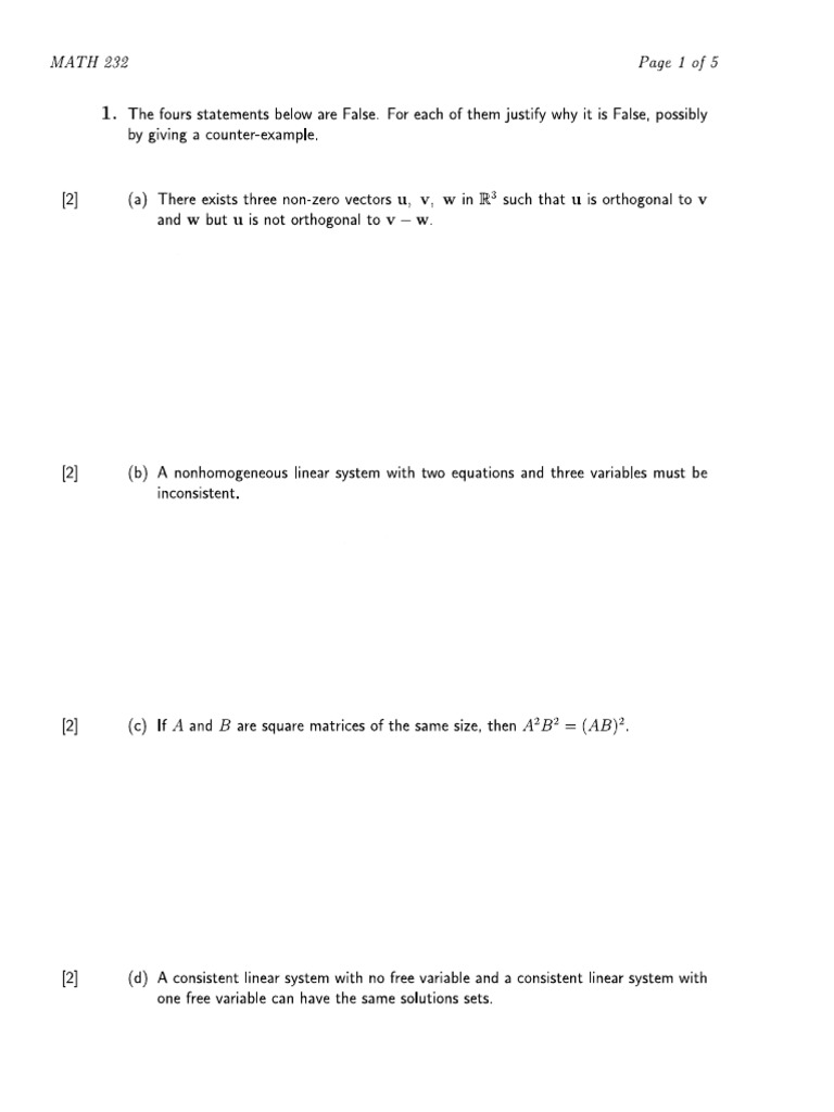 MATH232 Practice Problems | PDF