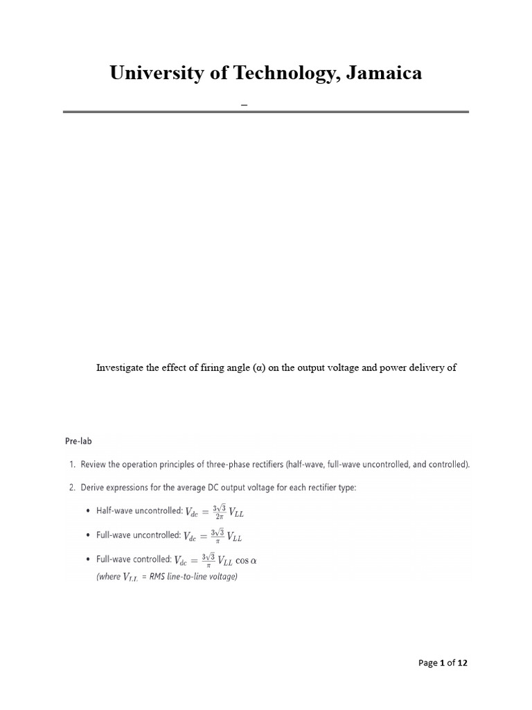 Three-Phase Rectifier Lab Analysis | PDF | Rectifier | Electricity