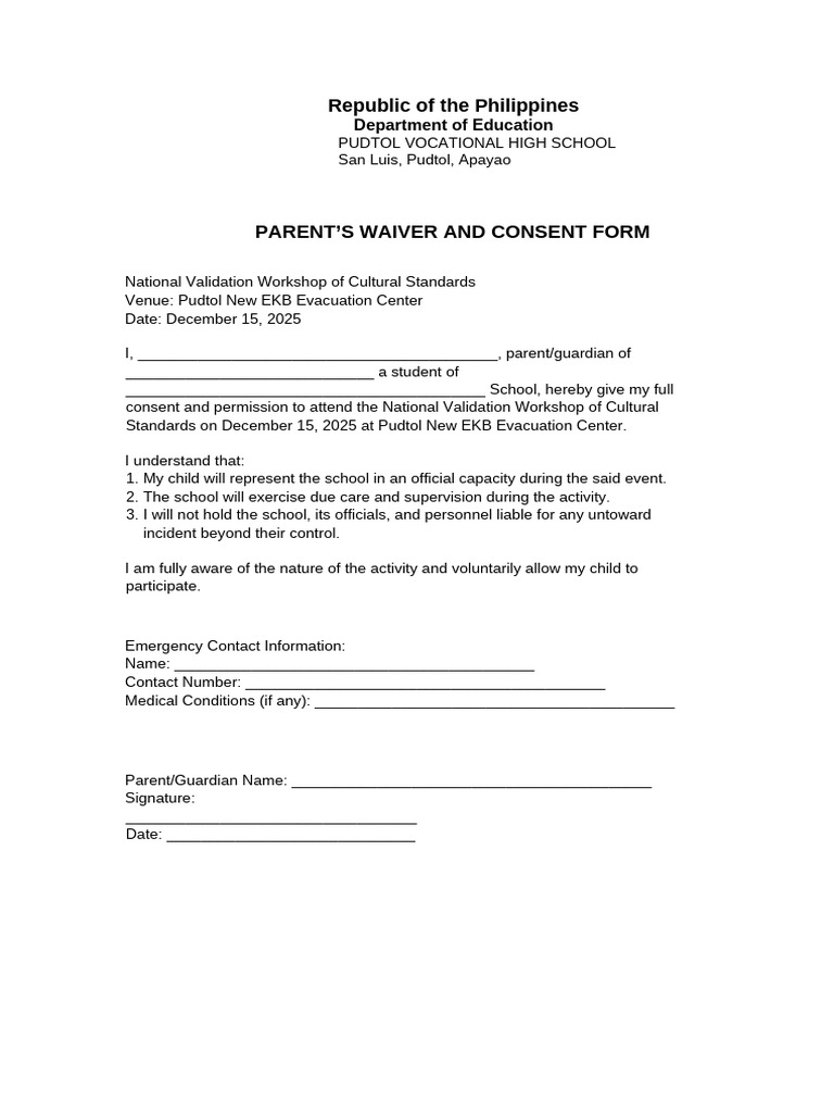 Parents Waiver | PDF
