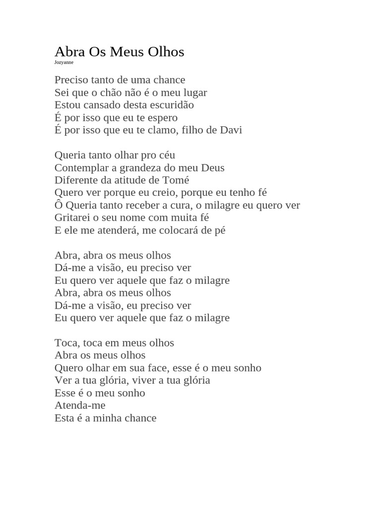 Abra Os Meus Olhos = Pasta Grande | PDF