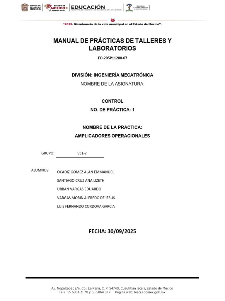 CONTROL PRACTICA | PDF | Amplificador operacional | Ingeniería Informática
