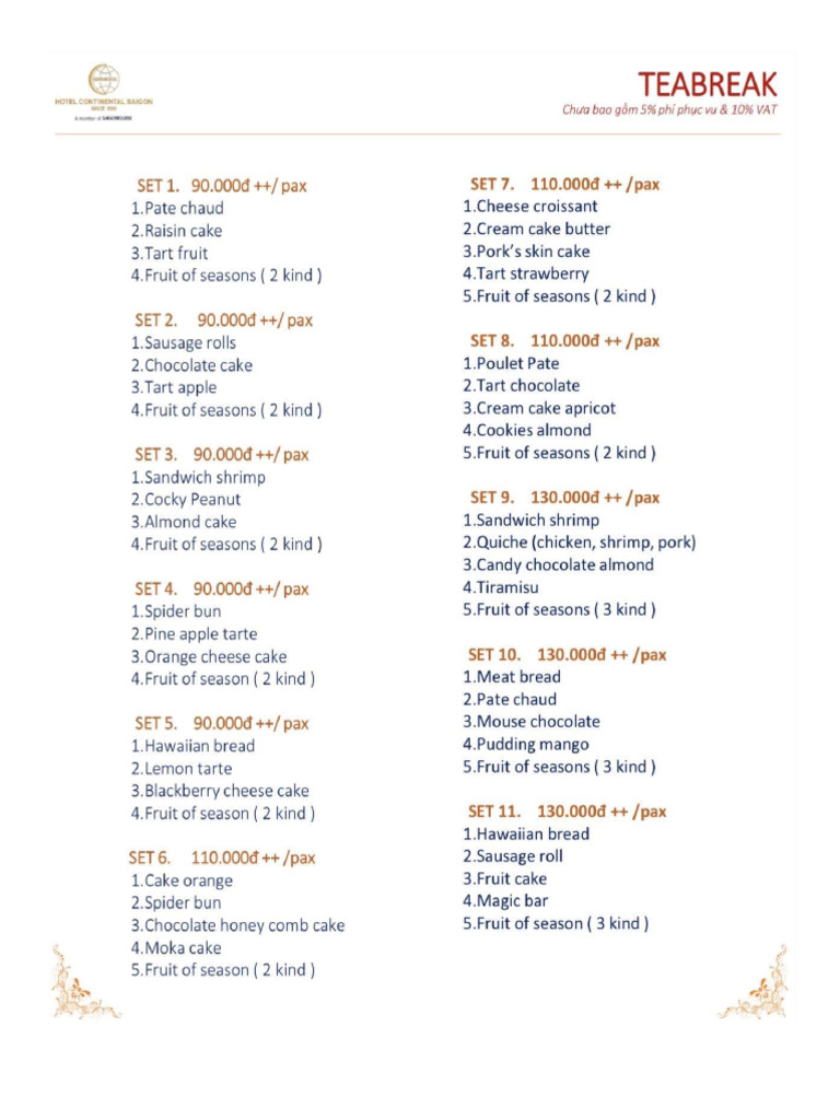 Teabreak Menu | PDF