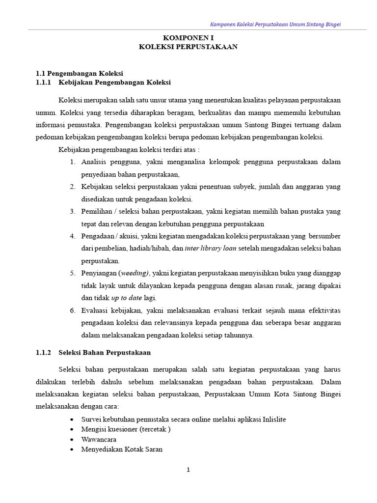 Kebijakan Pengembangan Koleksi Perpustakaan | PDF