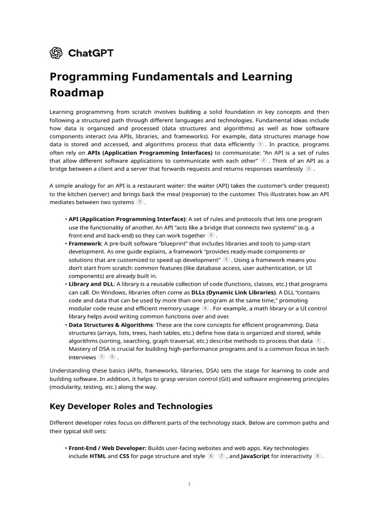 Programming Basics and Learning Path | PDF | Java Script | World Wide Web