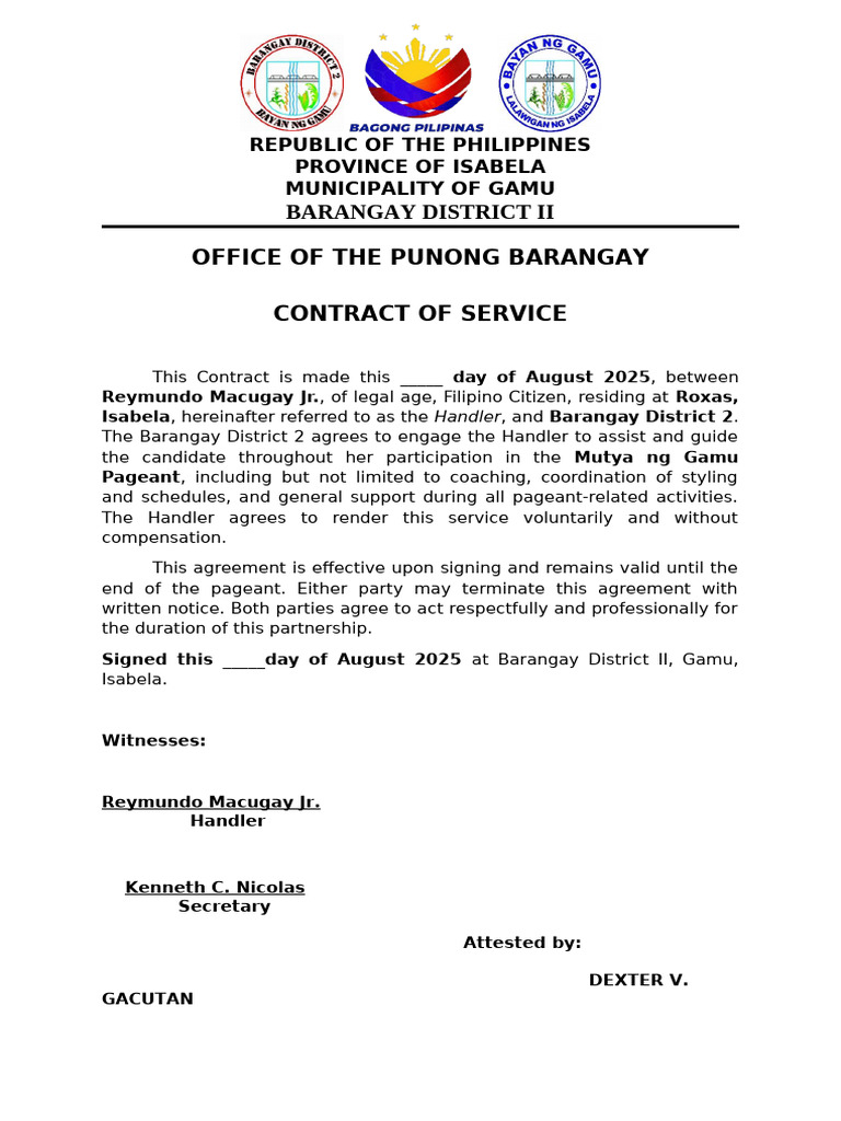 Agreement Mundang | PDF