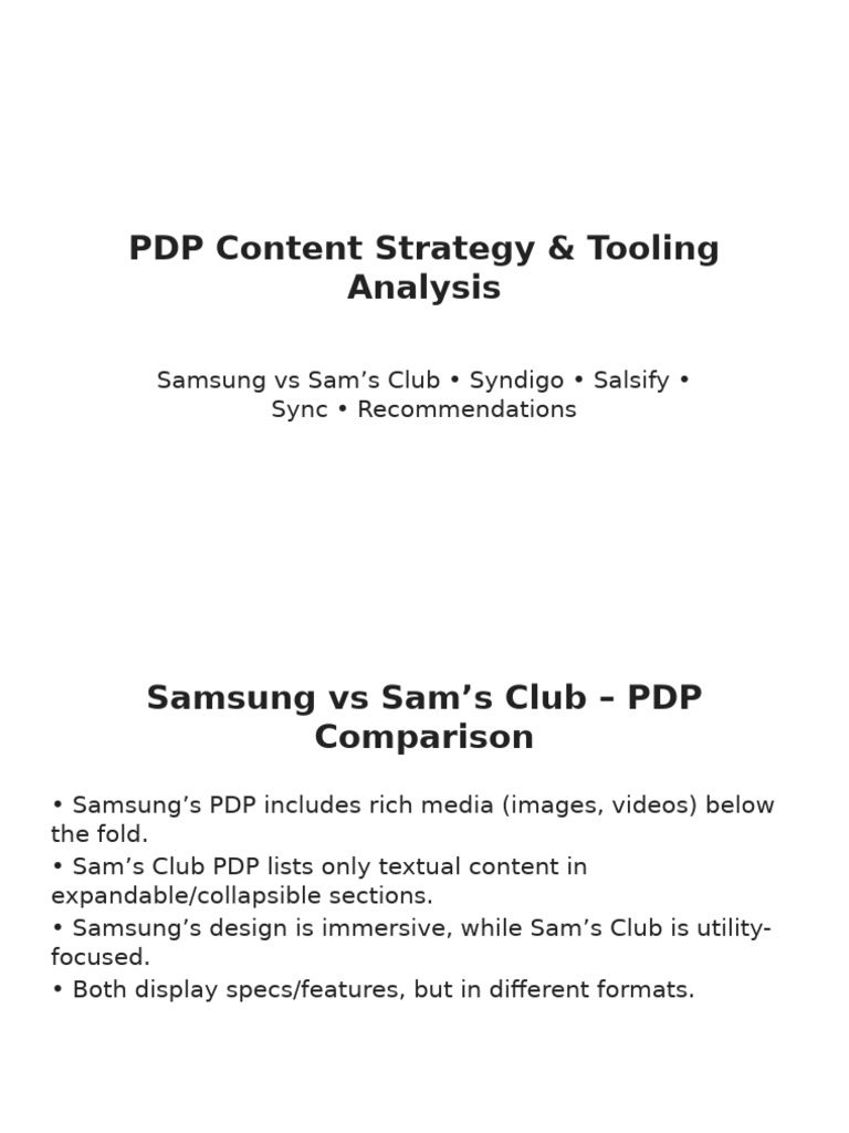Samsung vs Sam's Club PDP Content Analysis | PDF | Html | Json