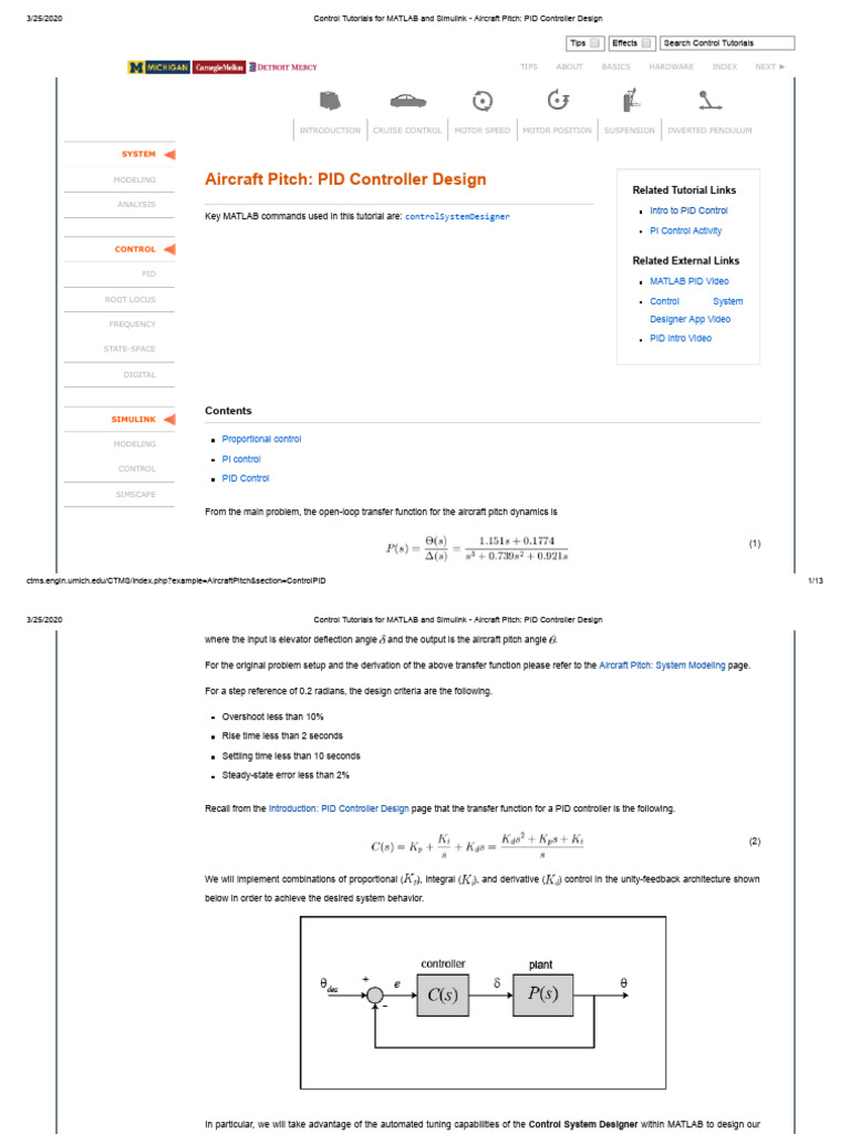 Aircraft Pitch PID Controller Tutorial | PDF | Applied Mathematics ...
