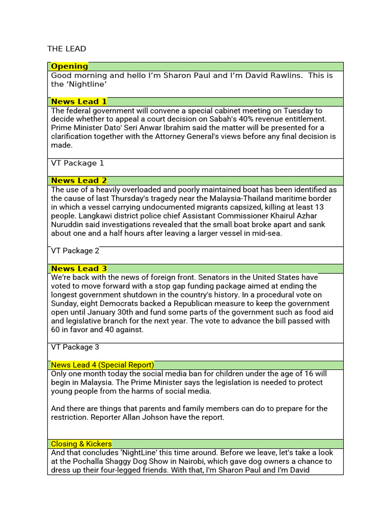 The Lead Script | PDF
