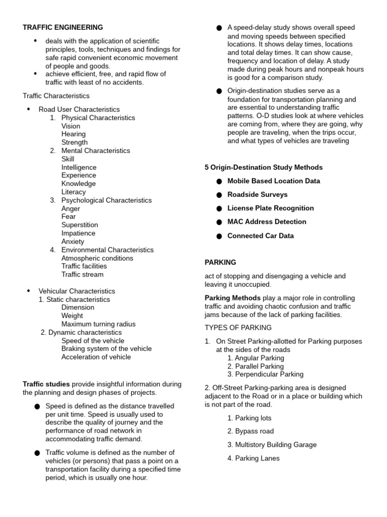 Traffic Engineering | PDF | Traffic | Parking