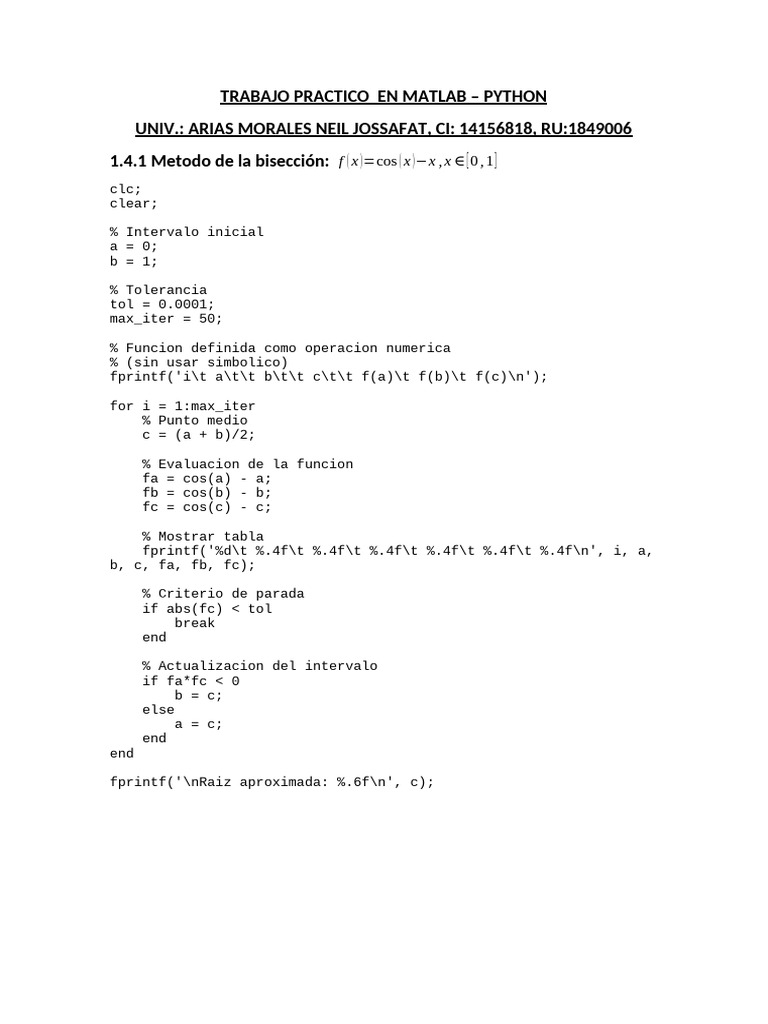 Trabajo Practico en Matlab | PDF