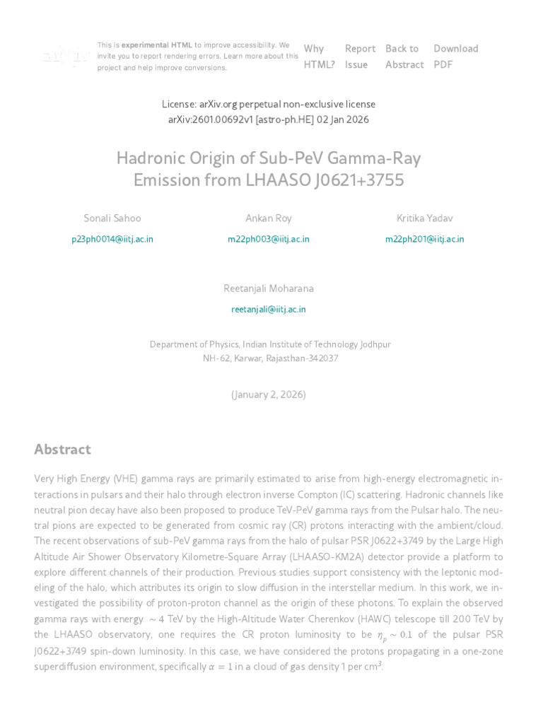 Hadronic Sources of Sub-PeV Gamma Rays | PDF | Gamma Ray | Physical ...