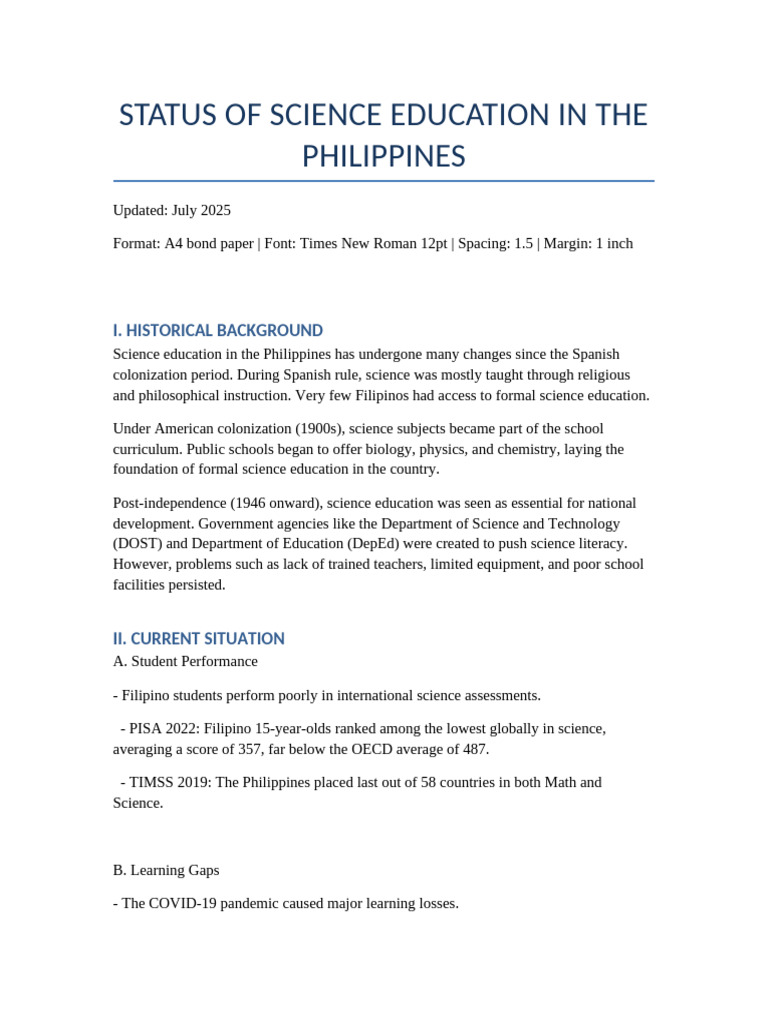 Science Education Challenges in the Philippines | PDF | Science | Teachers