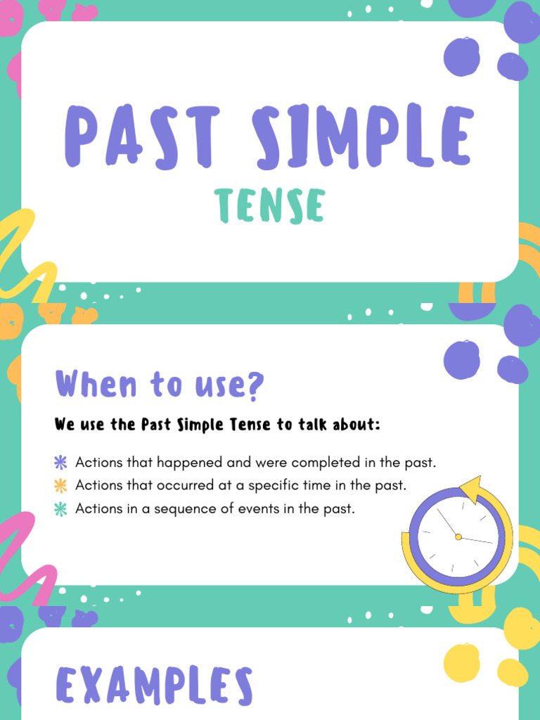 Past Simple Tense Presentation in Green Purple Cute Style.pdf | PDF ...