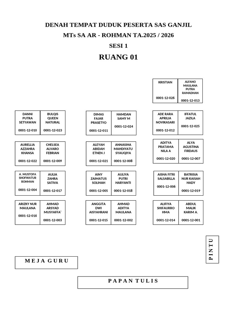 Denah Tempat Duduk | PDF