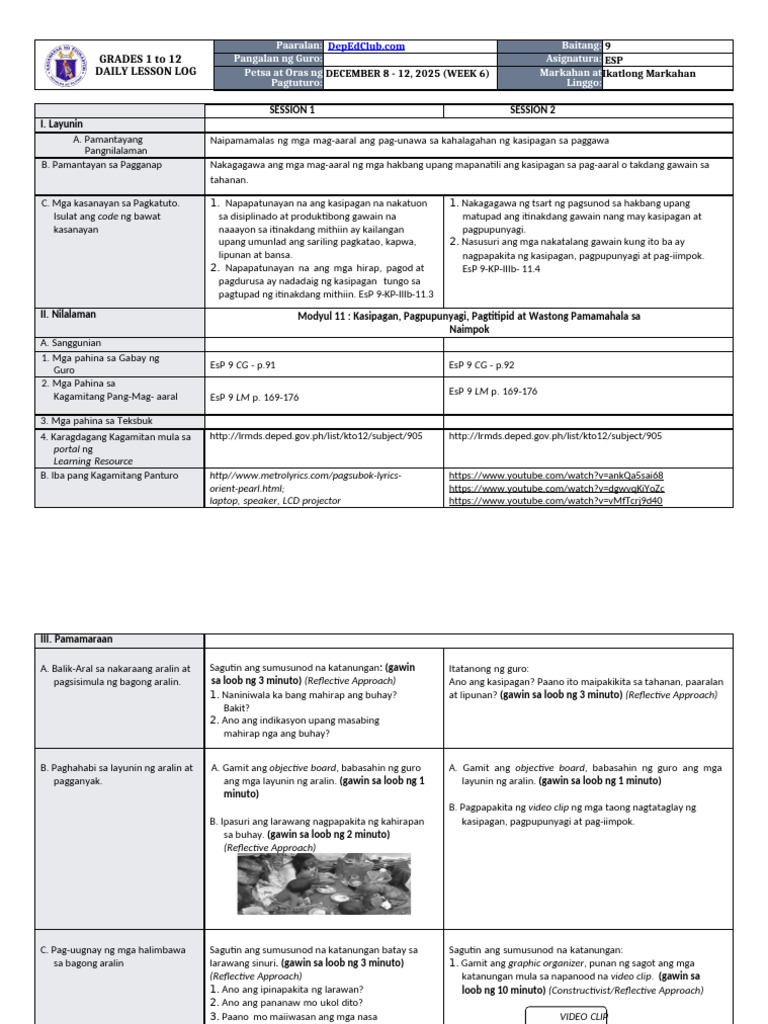 DLL - Esp 9 - Q3 - W6 | PDF