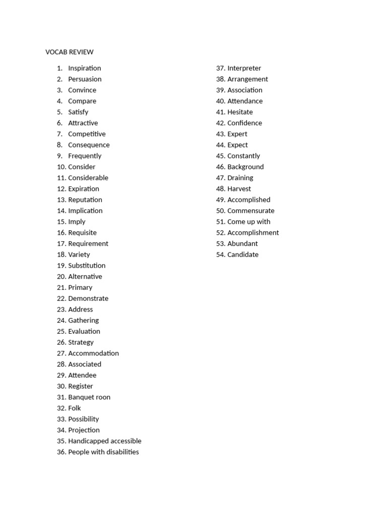 Vocab Review | PDF