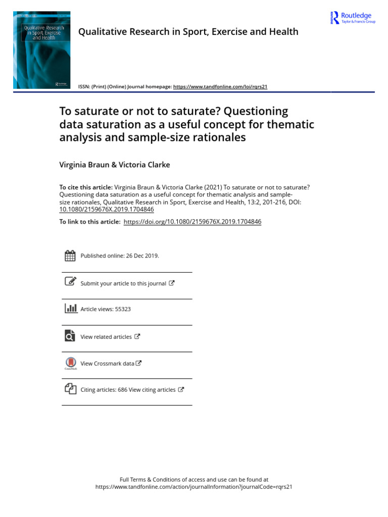 To Saturate or Not to Saturate Questioning Data Saturation as a Useful ...