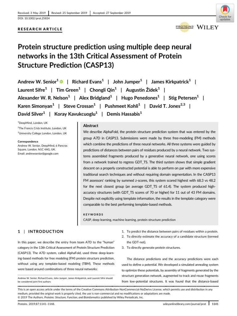 AlphaFold: Deep Learning in CASP13 | PDF | Protein Domain | Image ...