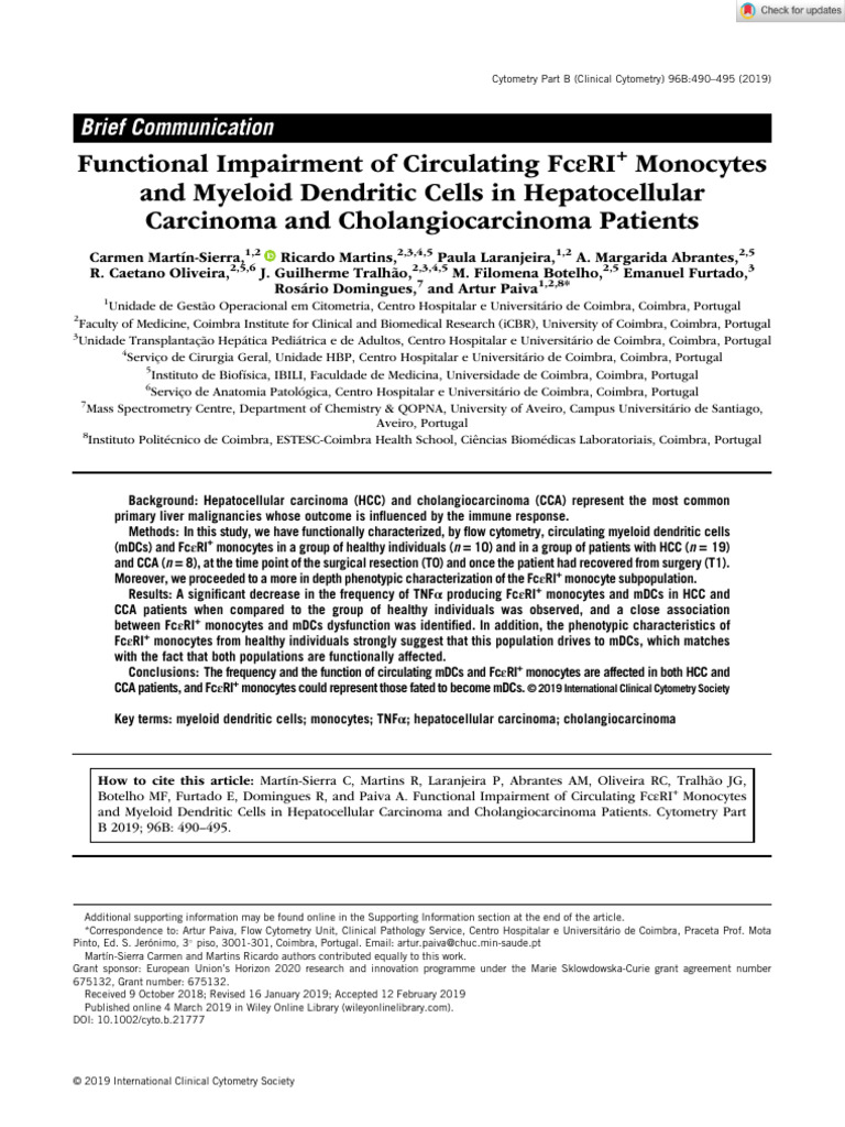 Cytometry Part B Clinical - 2019 - Mart%C3%ADn%E2%80%90Sierra ...