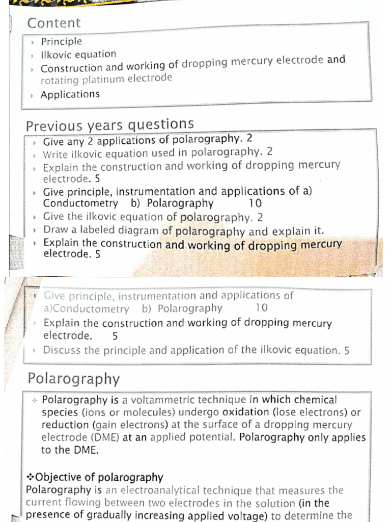 Polarography Notes | PDF