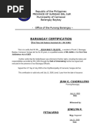 Barangay Clearance Certification Sample | PDF