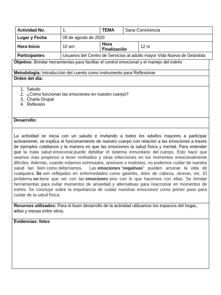 Actividades agosto. | PDF | Tolerancia | Las emociones
