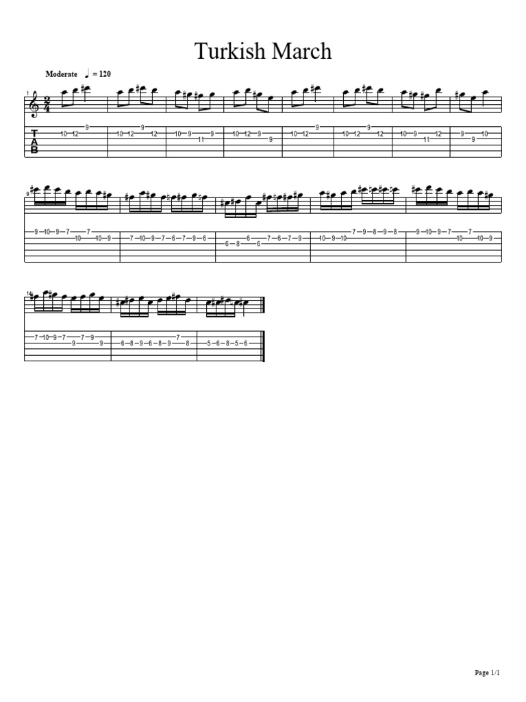 Turkish March Musical Notation Guide | PDF