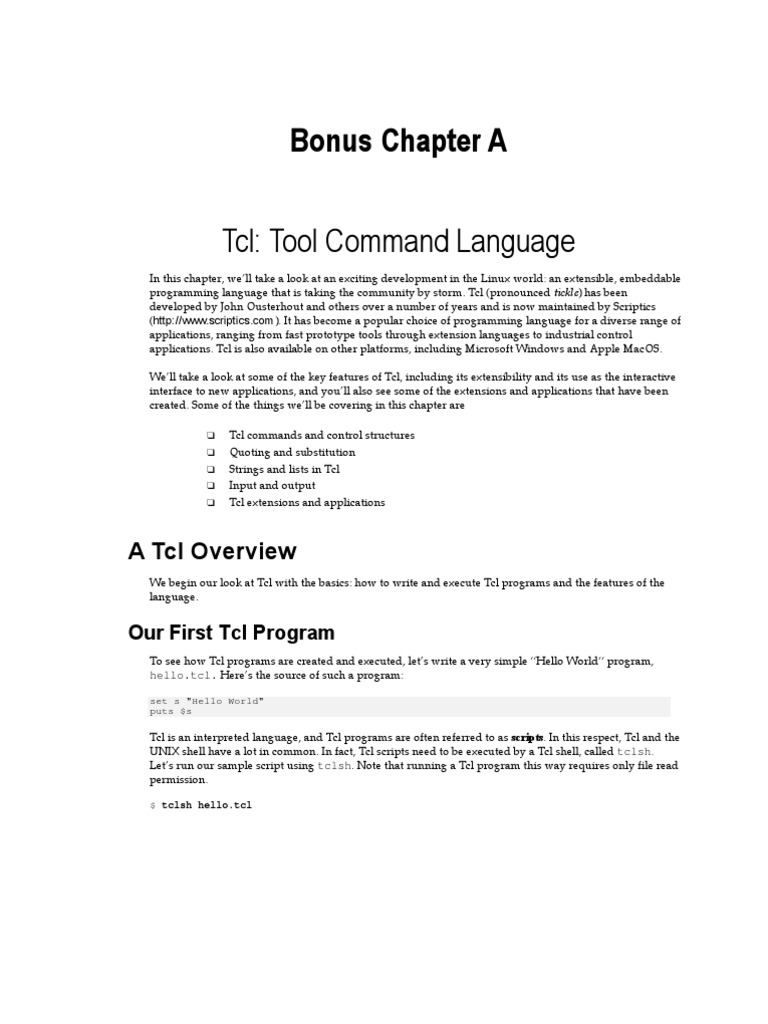 TCL Manual | PDF | Command Line Interface | Control Flow