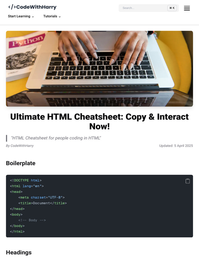 HTML Coding Cheatsheet Guide | PDF | Html Element | Hyperlink