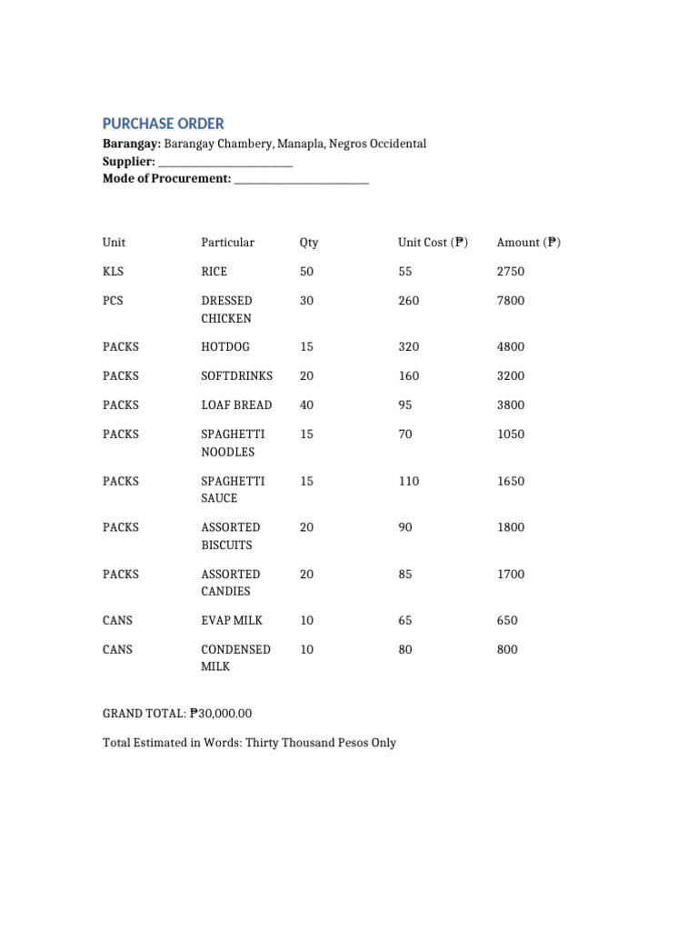 Purchase Order 30000 | PDF