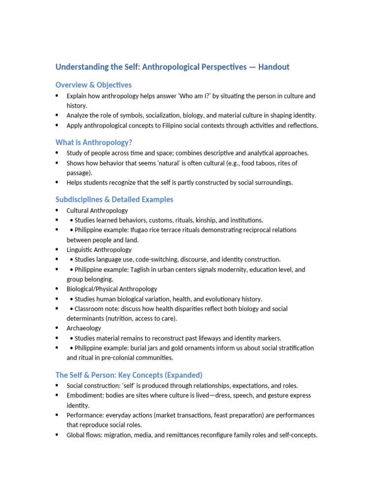 Anthropology and Identity Exploration | PDF | Anthropology | Rituals