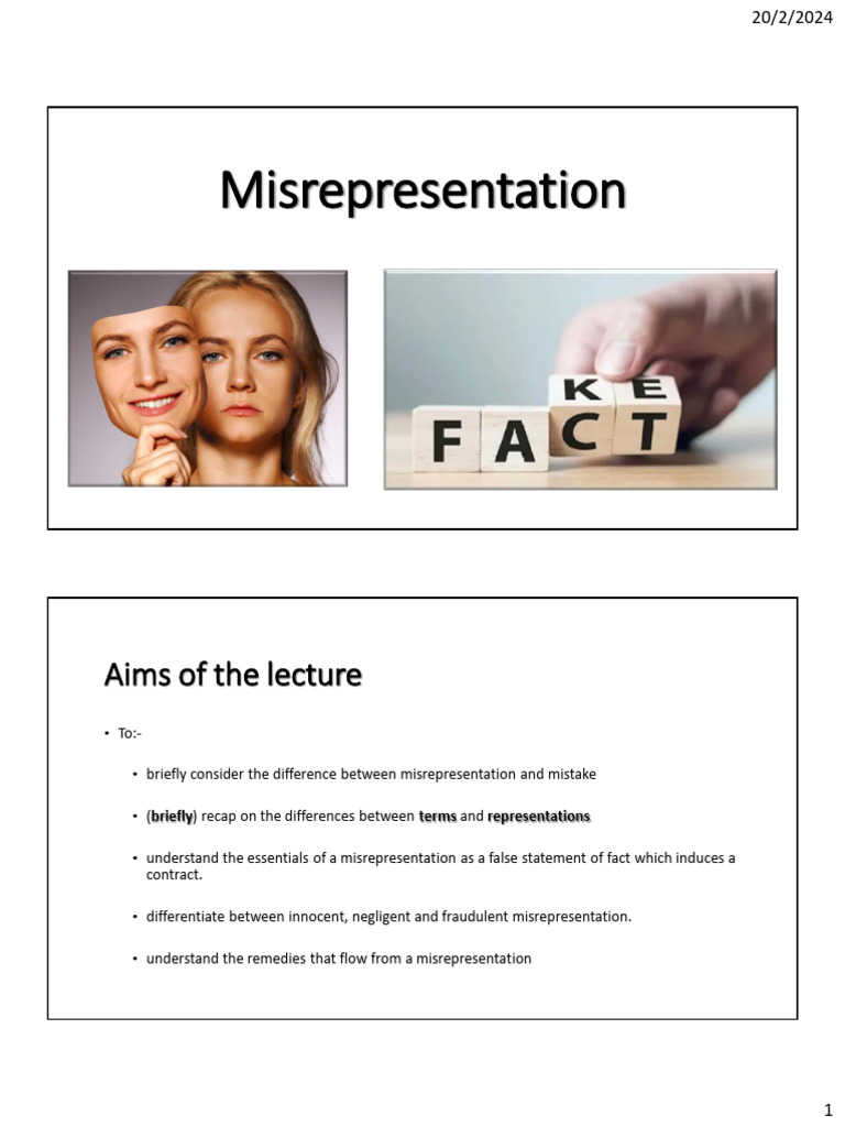 a. new misrep slides for 2024 | PDF | Misrepresentation | Law Of ...