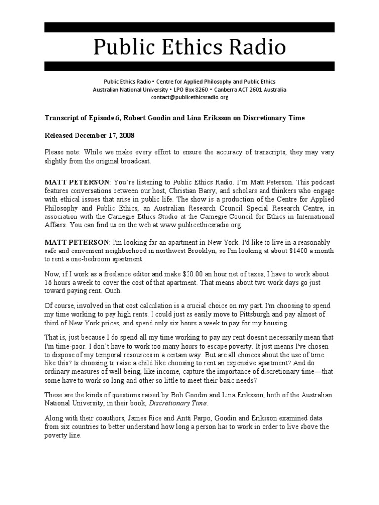 Discretionary Time and Social Justice | PDF | Poverty | Poverty ...