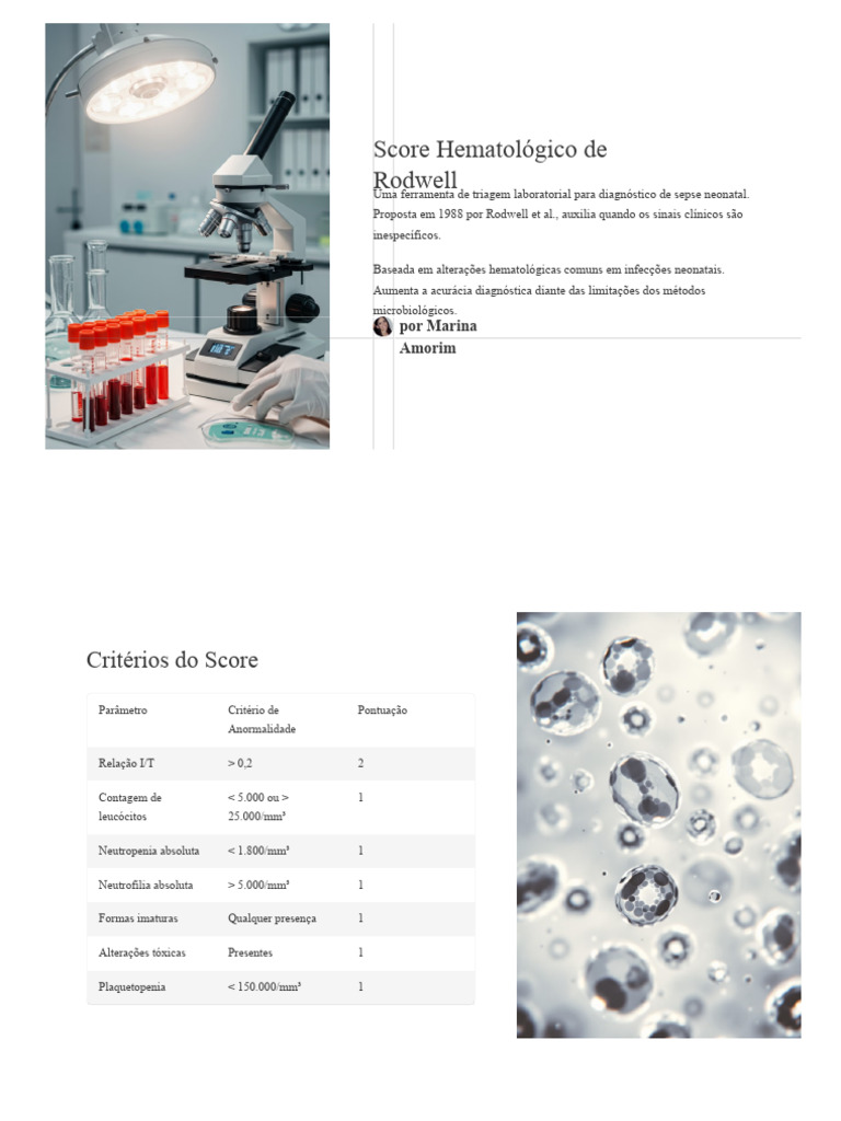 Score Hematológico de Rodwell para Sepse Neonatal | PDF | Imunologia ...