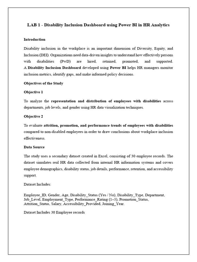 Disability Inclusion Dashboard in Power BI | PDF | Employee Retention ...