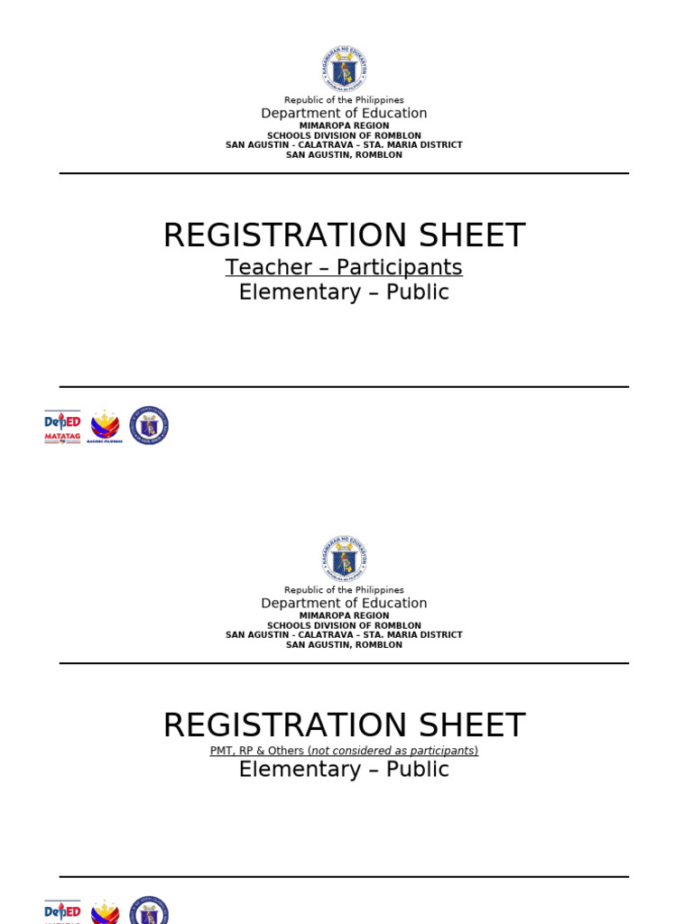 Romblon Elementary Attendance Sheets | PDF | Public Administration ...