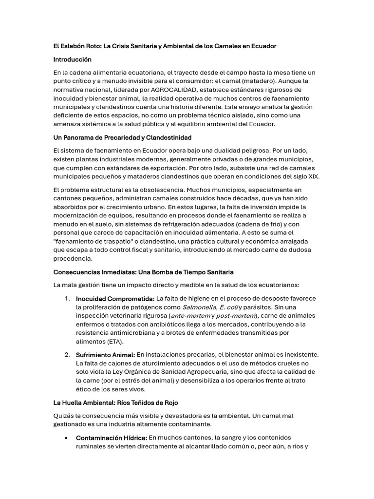 El Eslabón Roto | PDF | Matadero | Ecuador