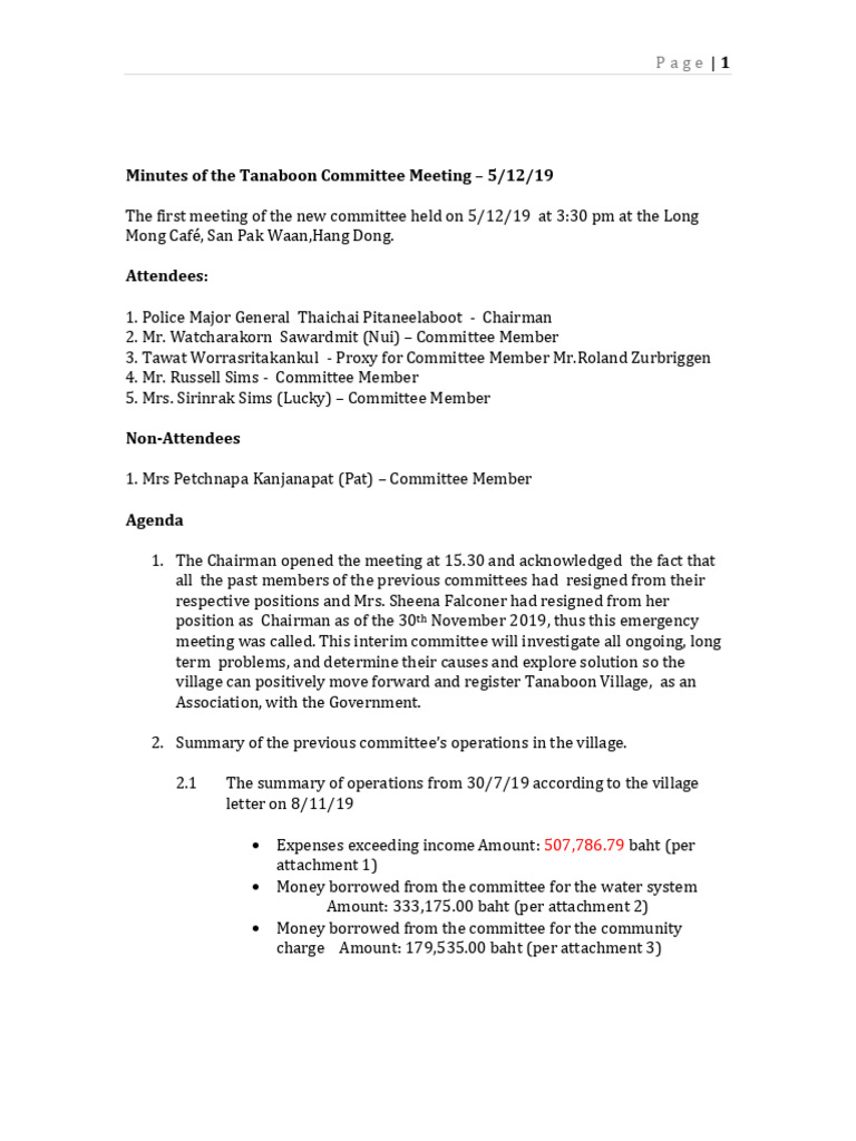 Minutes of the Tanaboon Committee Meeting_encrypted | PDF | Receipt ...