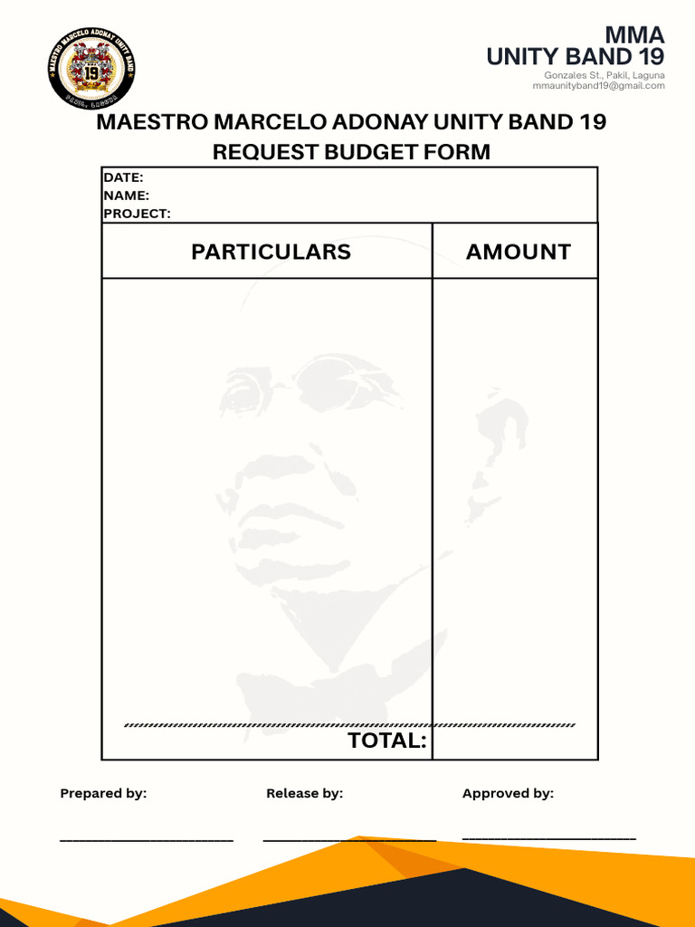 Budget Request Form for Unity Band 19 | PDF