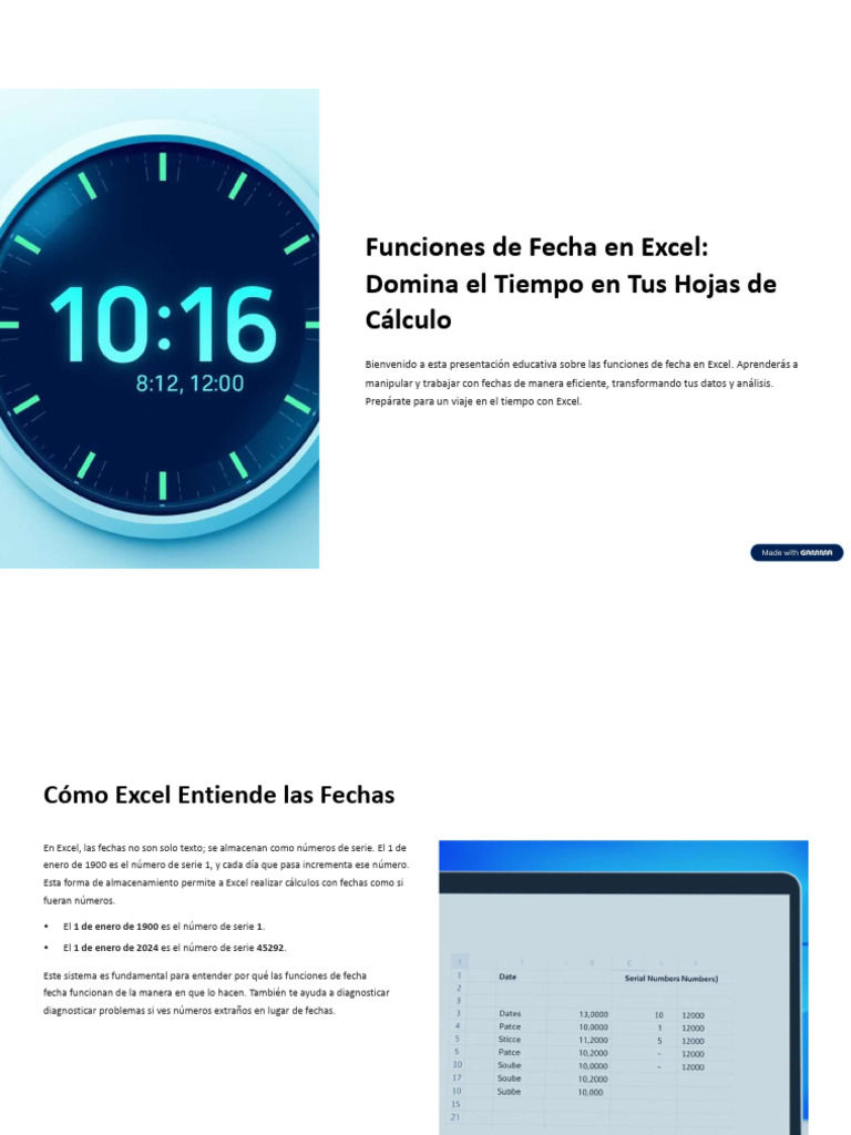 Funciones de Fecha en Excel: Guía Rápida | PDF | Microsoft Excel ...