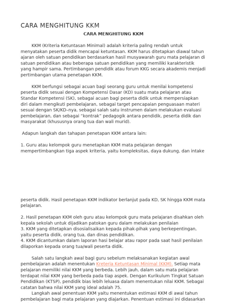 Cara Menghitung KKM | PDF