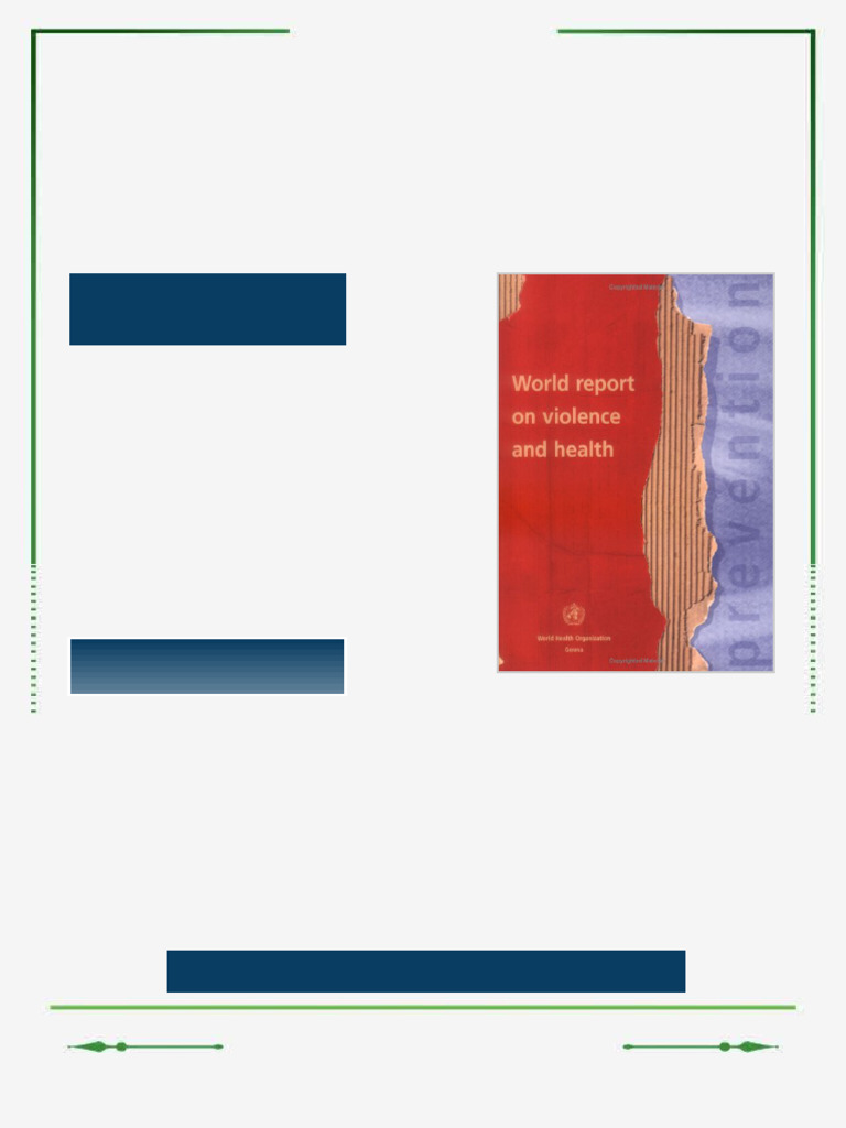 World Report on Violence and Health 2 vols 1st Edition World Health ...