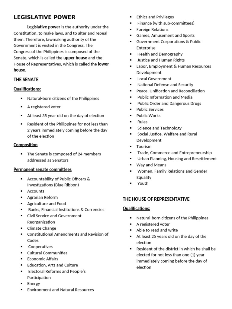 LEGISLATIVE POWER | PDF | Bill (Law) | United States Congress