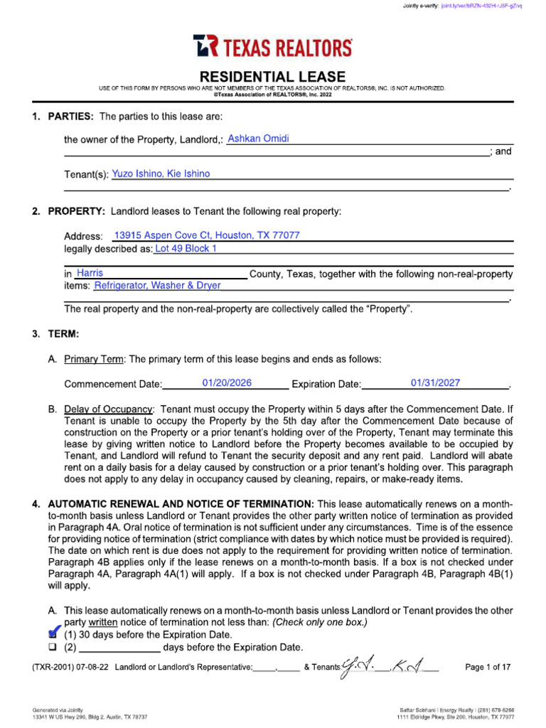 Lease Contract_Signed by Tenant | PDF