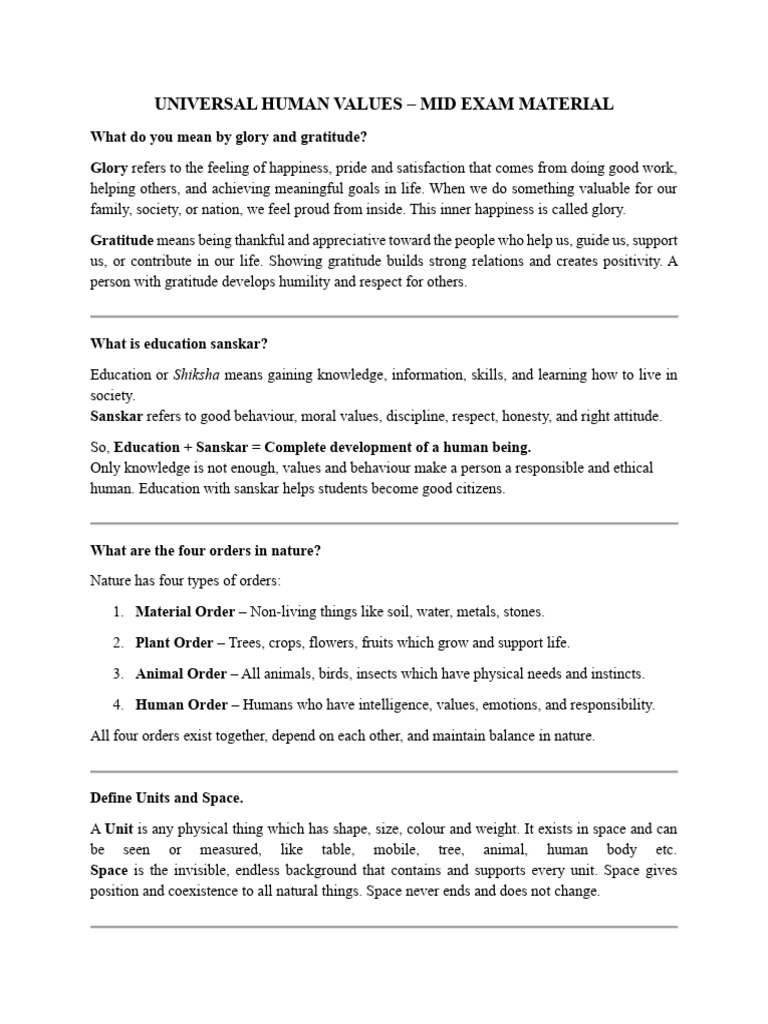 Universal Human Values Material | PDF | Love | Happiness