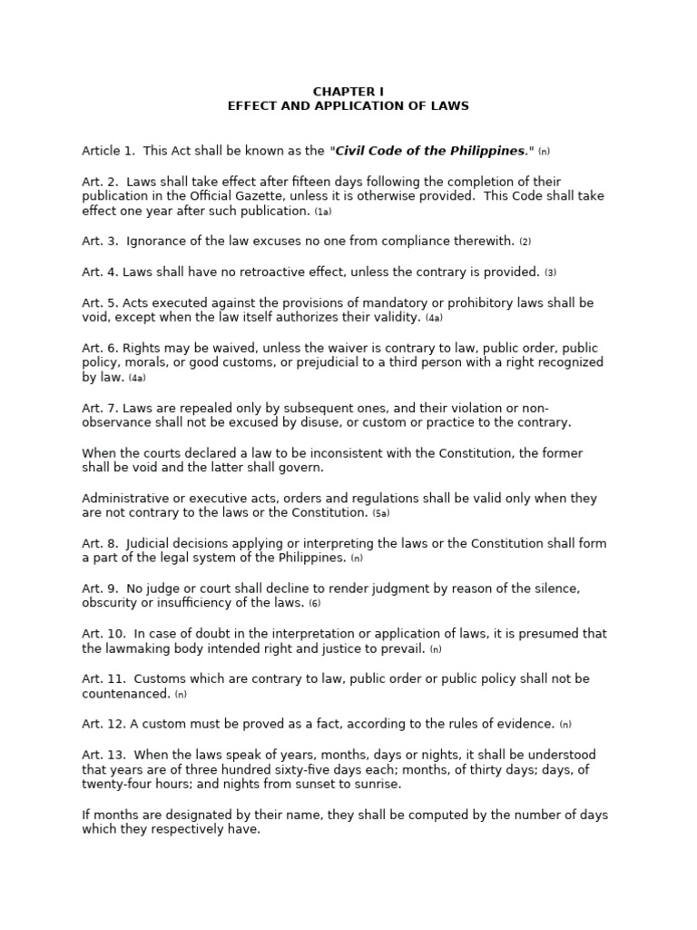 Chapter i - Civil Code | PDF | Common Law | Justice