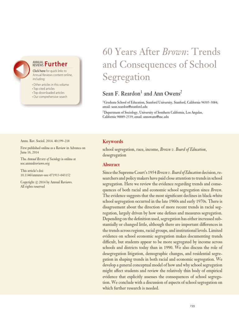 Trends in School Segregation Since Brown | PDF | Racial Segregation In ...