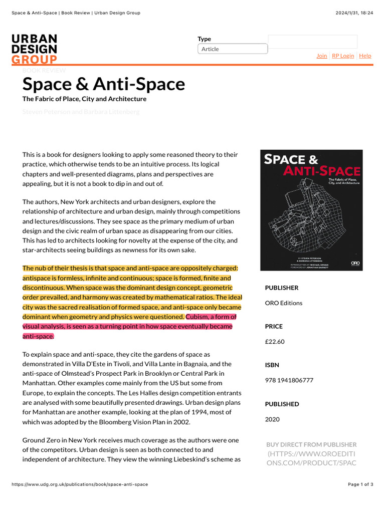 Space & Anti-Space Book Review | PDF | Space | Geometry