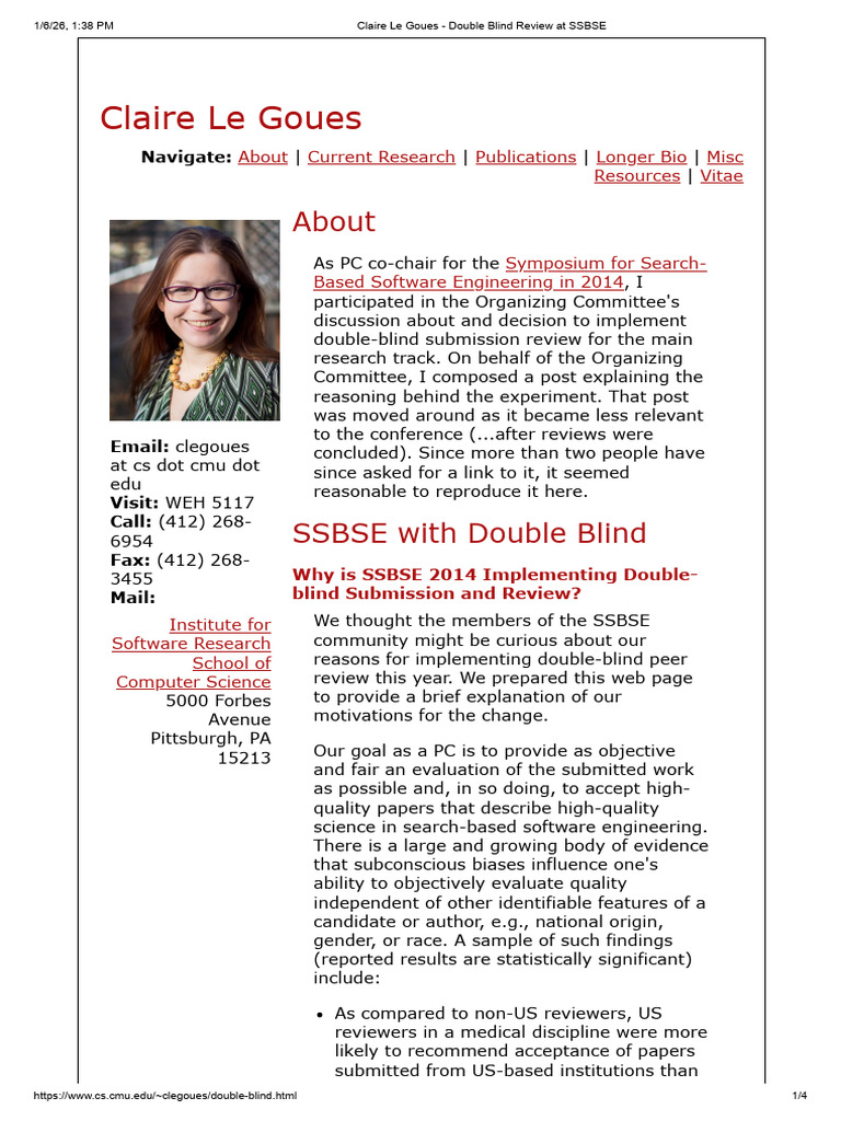 2.- Double Blind Review at SSBSE | PDF | Peer Review | Psychological ...
